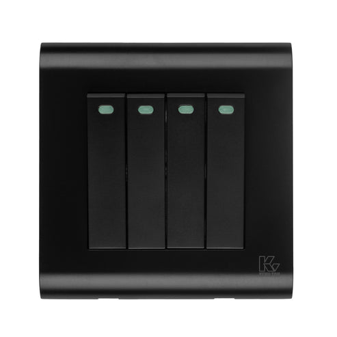Kevilton Modular Jet Black 4Gang 1Way Switch – LE.LK