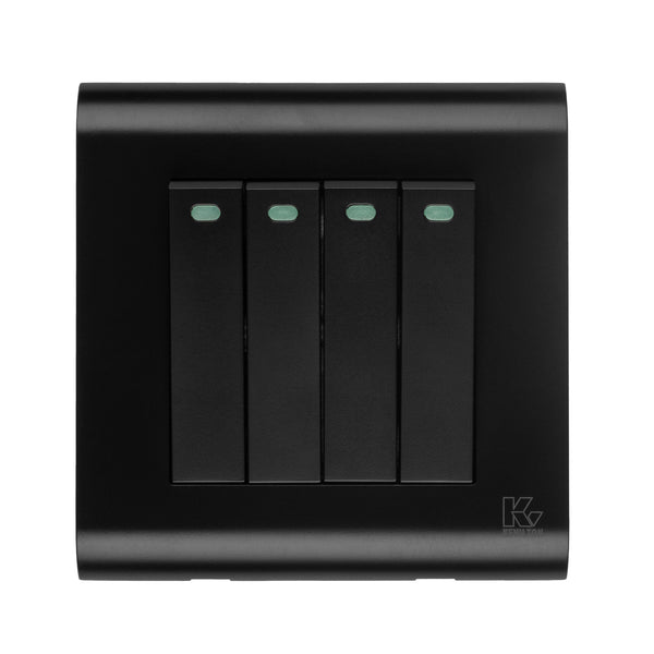 Kevilton Modular Jet Black 4Gang 1Way Switch – LE.LK